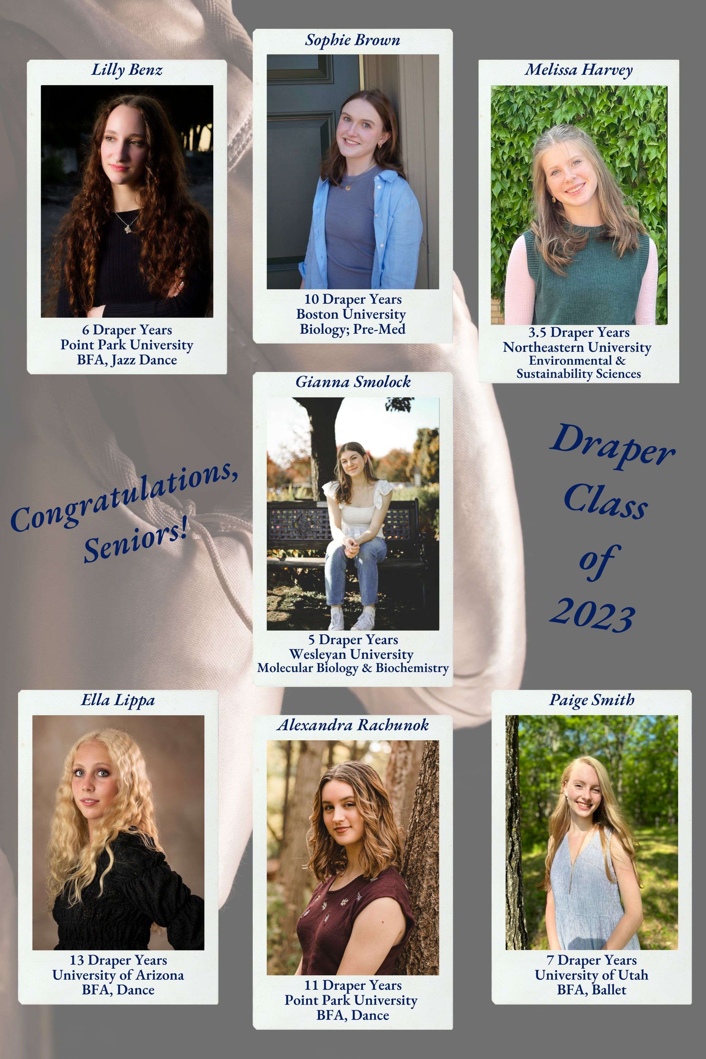 Graduating Seniors of 2023 - Draper Center for Dance Education